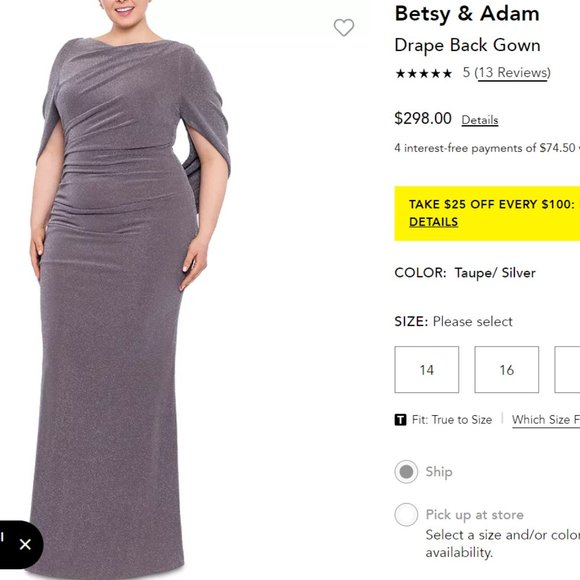 Betsy & Adam | Dresses | Betsy Adam Drape Back Gown | Poshmark